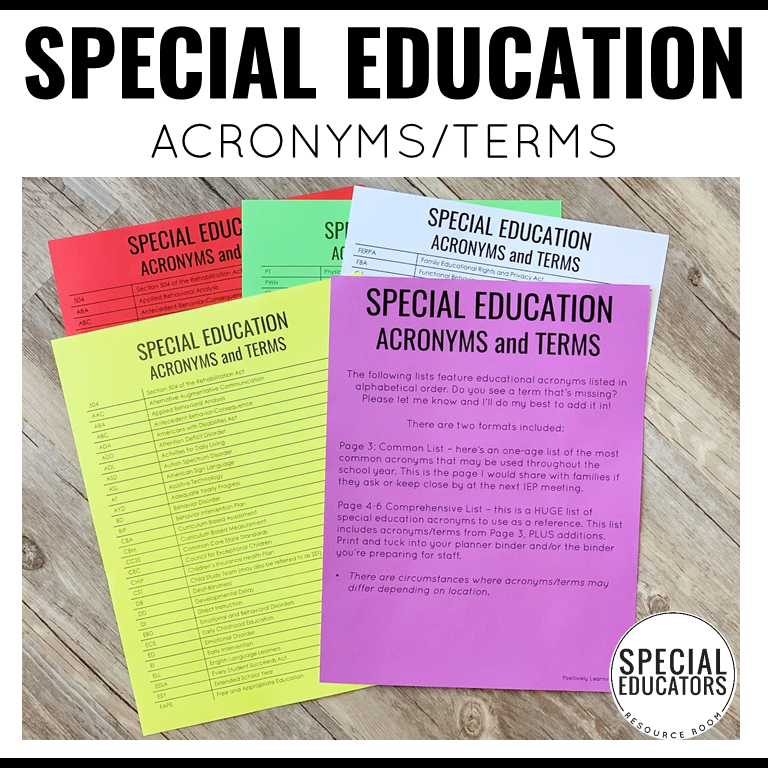 Special Education Acronyms - Positively Learning
