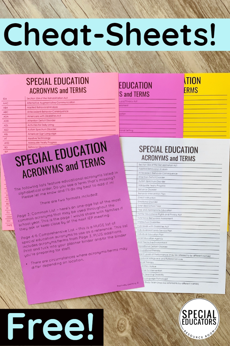 Special Education Acronyms - Positively Learning