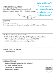 Small Groups for Instruction - Positively Learning