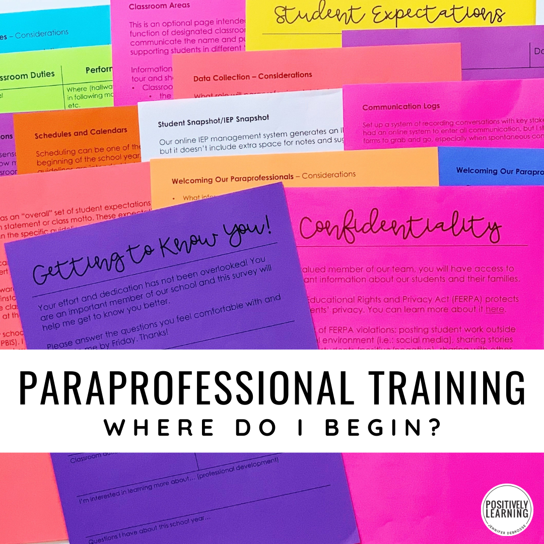 Paraprofessional Training Binder for Special Education - Positively ...