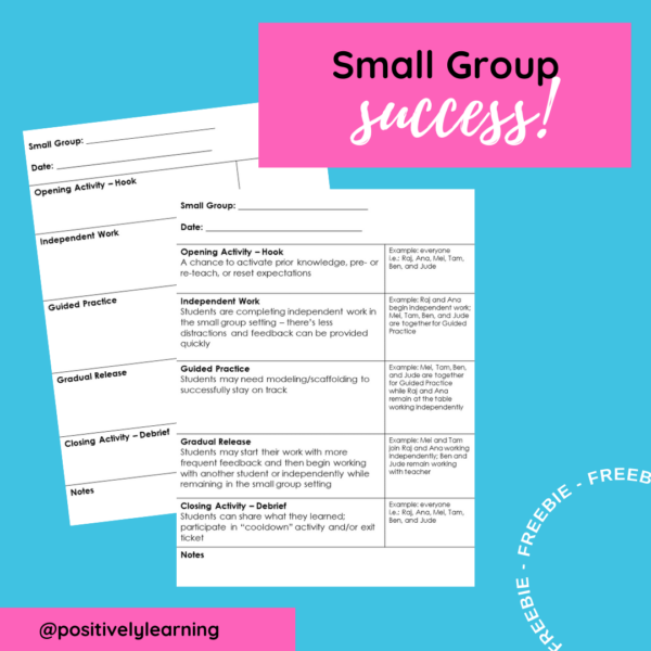 Small Group Planning - Positively Learning