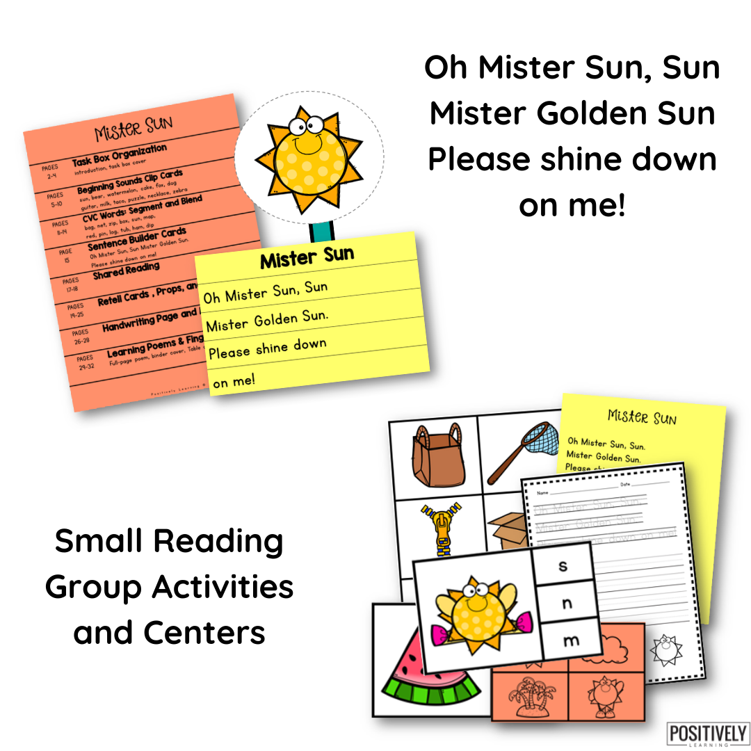Mister Sun Literacy Centers - Positively Learning