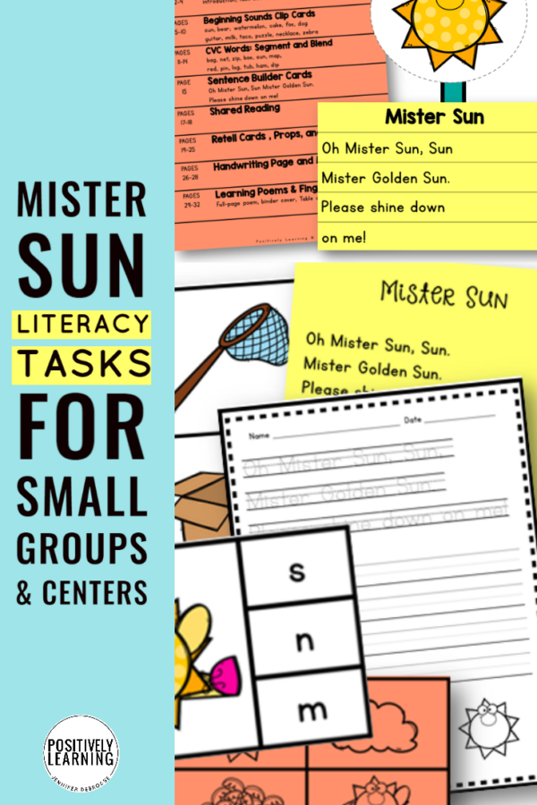 Mister Sun Literacy Centers - Positively Learning