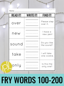 Fry Words Worksheets Set 2 - Positively Learning