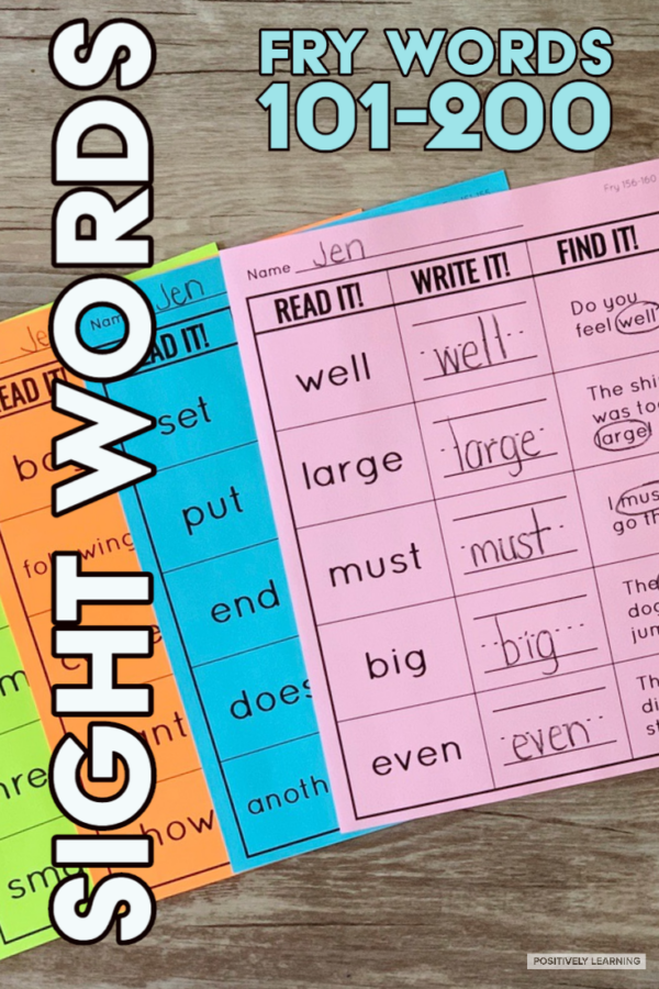Fry Words Worksheets Set 2 - Positively Learning