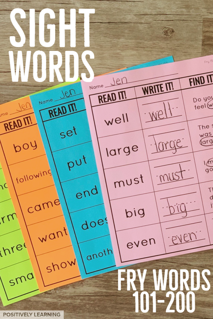Fry Words Worksheets Set 2 - Positively Learning
