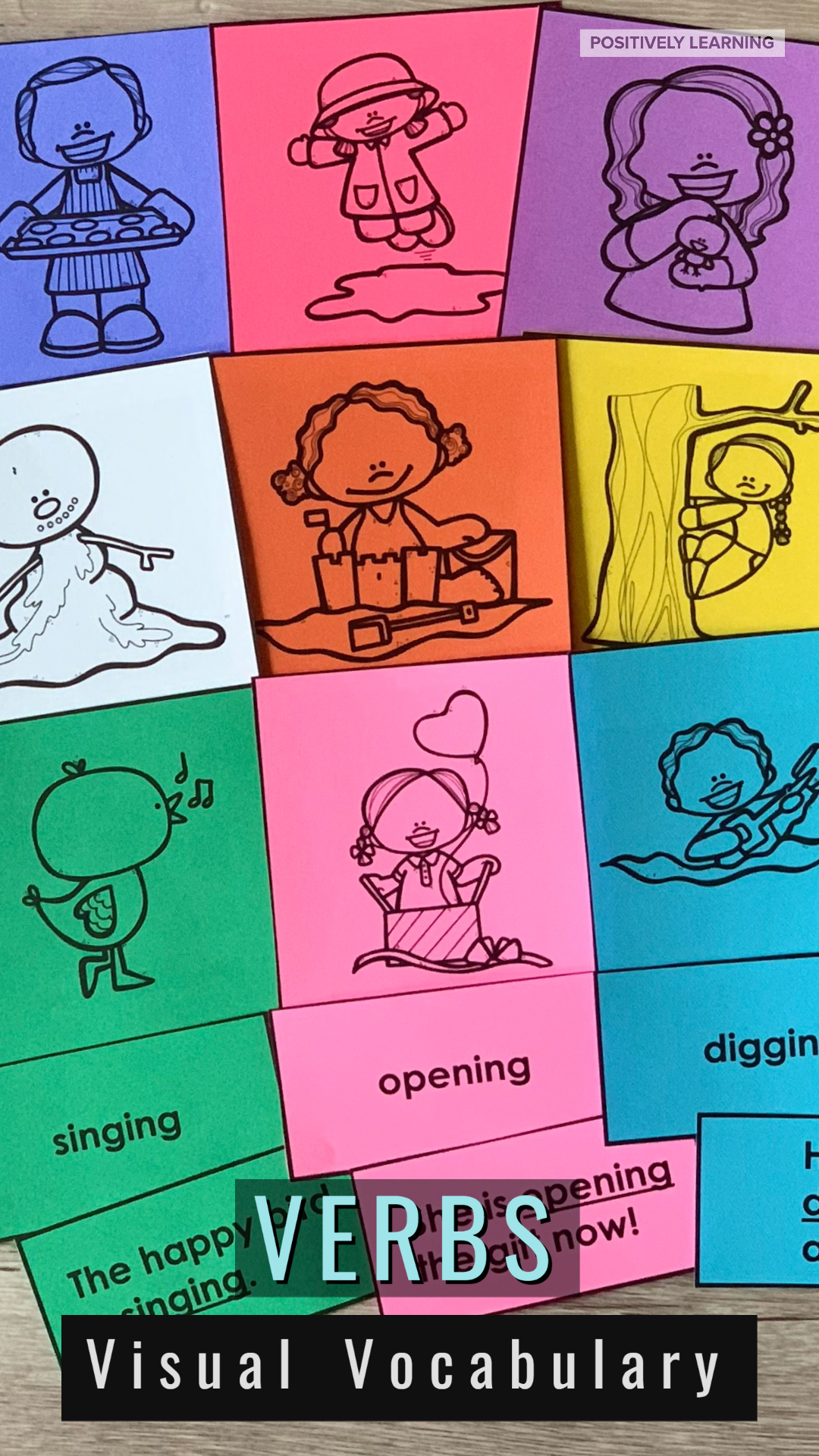 Verbs Vocabulary Cards - Positively Learning