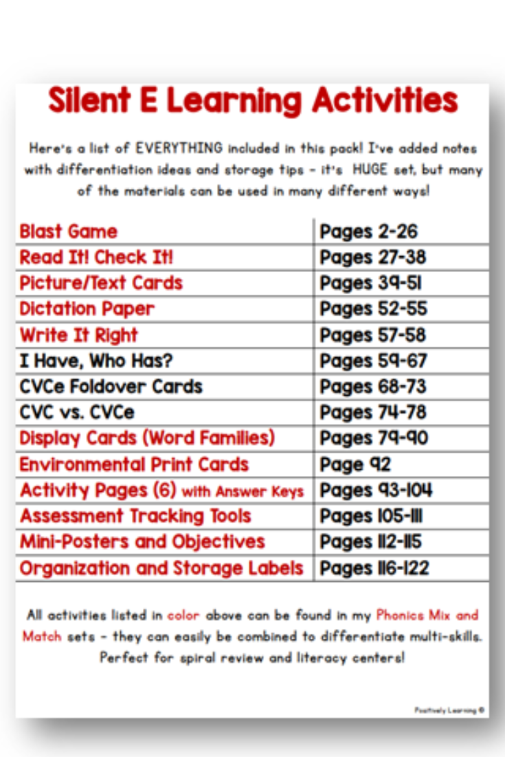 Silent E Activities - Positively Learning
