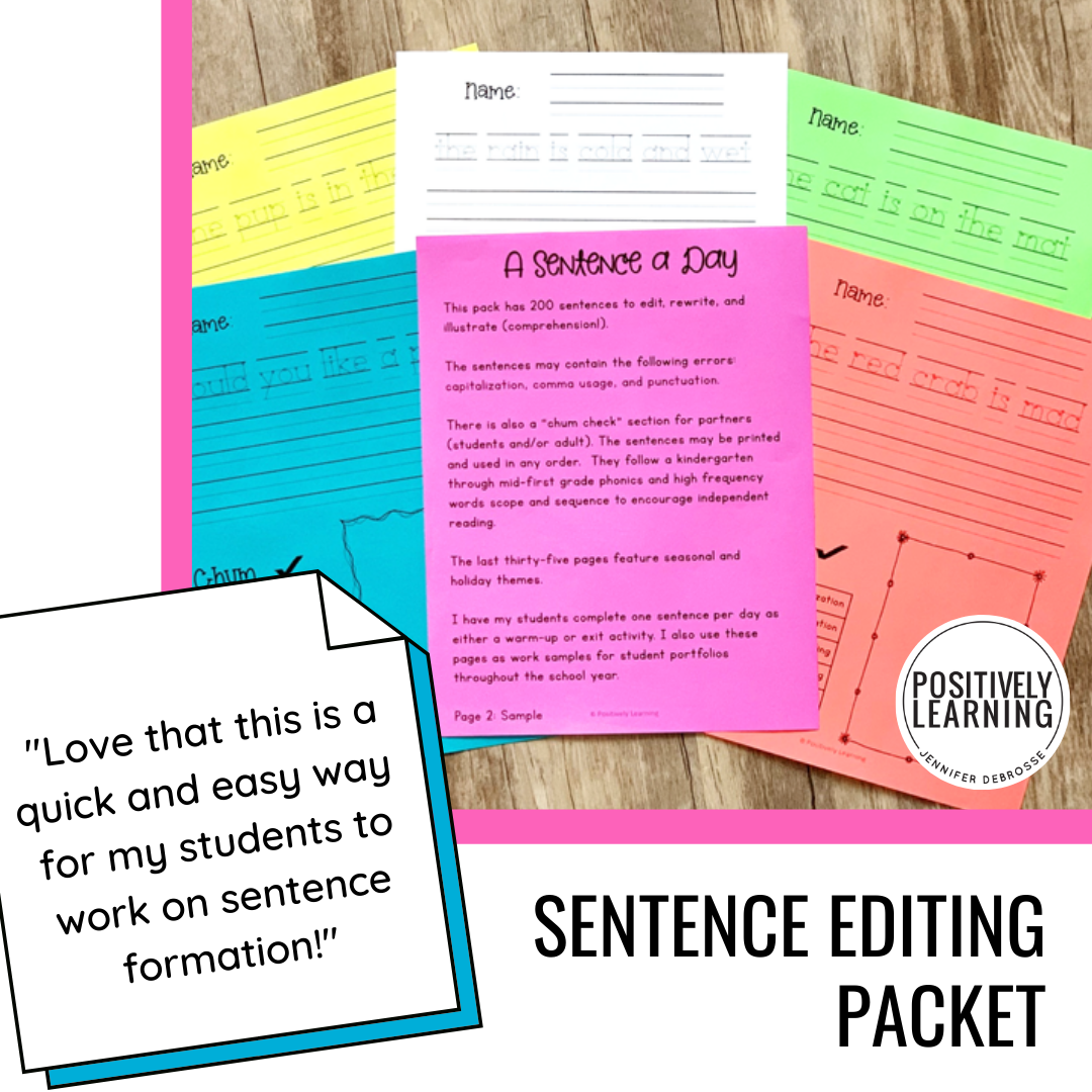 Sentence Editing Pages - Positively Learning