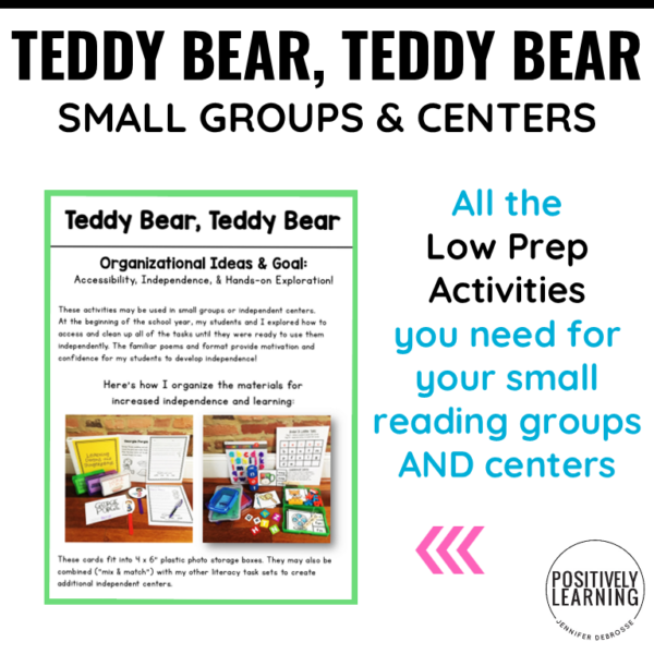 Teddy Bear Poem Centers - Positively Learning