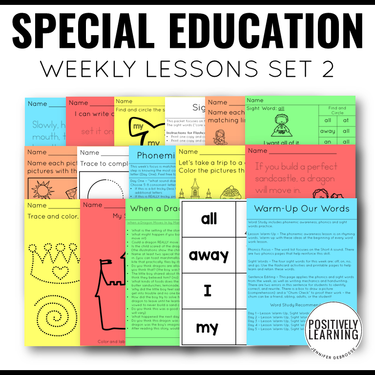 Special Education Weekly Lesson Plans Set 2 Positively Learning