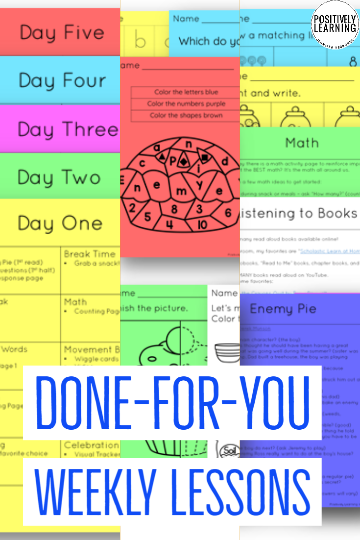 Special Education Weekly Lesson Plans - Positively Learning