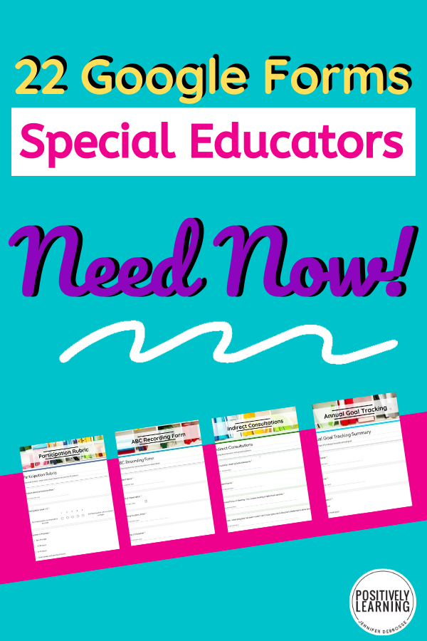 Special Education Digital Data Forms - Positively Learning