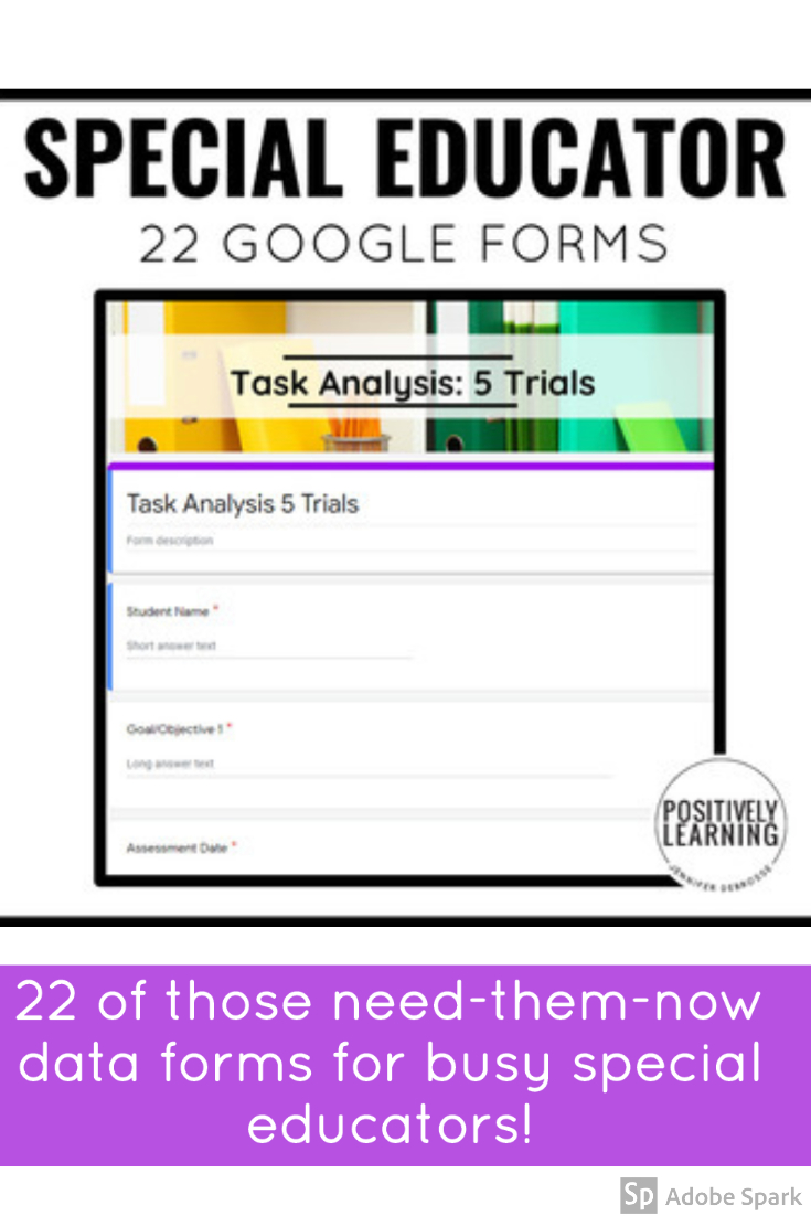 Special Education Data Google Forms - Positively Learning