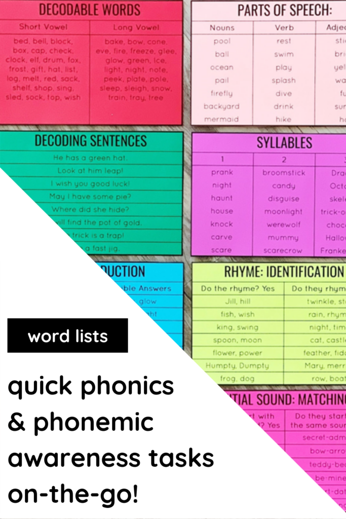 Phonemic Awareness Word Lists - Positively Learning