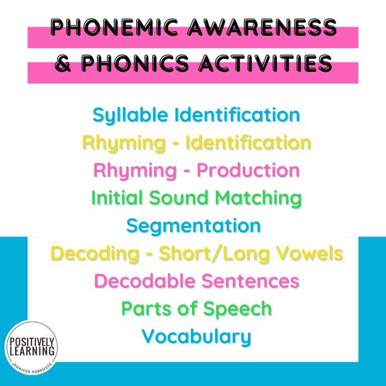 Phonemic Awareness Activities - Positively Learning