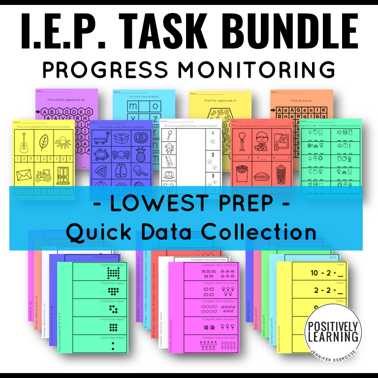 IEP Task Cards for Progress Monitoring - Positively Learning