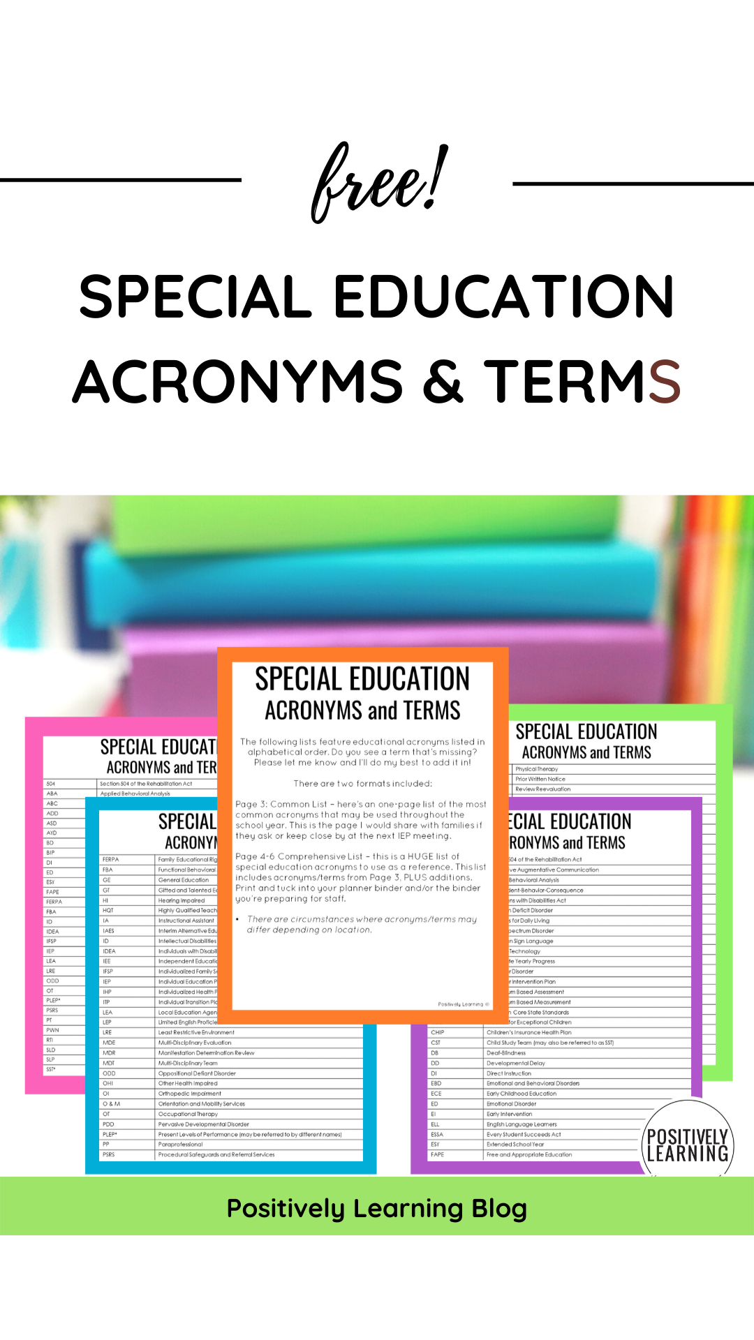 Special Education Acronyms - Positively Learning