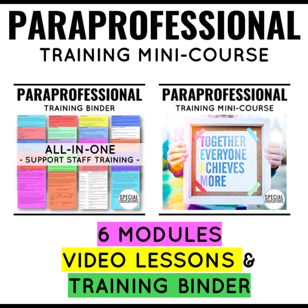 Paraprofessional Training Binder for Special Education - Positively ...