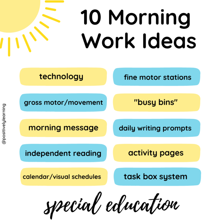 Morning Work Ideas for Special Education - Positively Learning