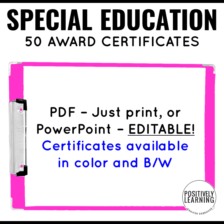 Special Education Student Awards - 50 Editable Certificates ...