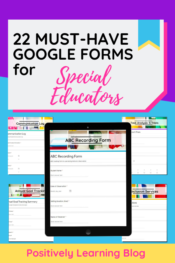 Google Forms for Special Education Data Collection - Positively Learning