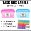 Task Boxes Free Labels for Classroom Organization - Positively Learning