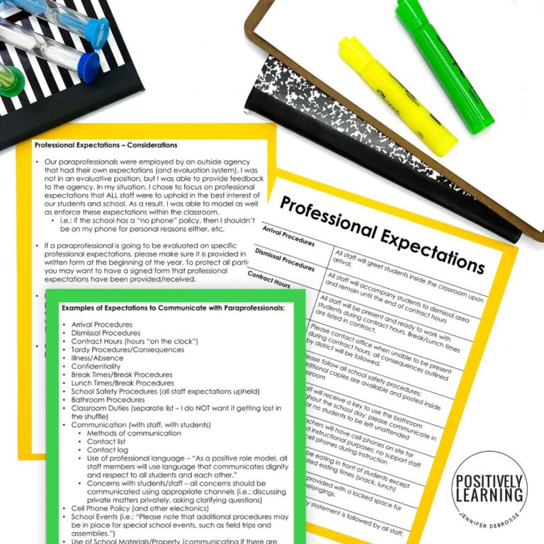 Tips for Setting Paraprofessional Expectations - Positively Learning
