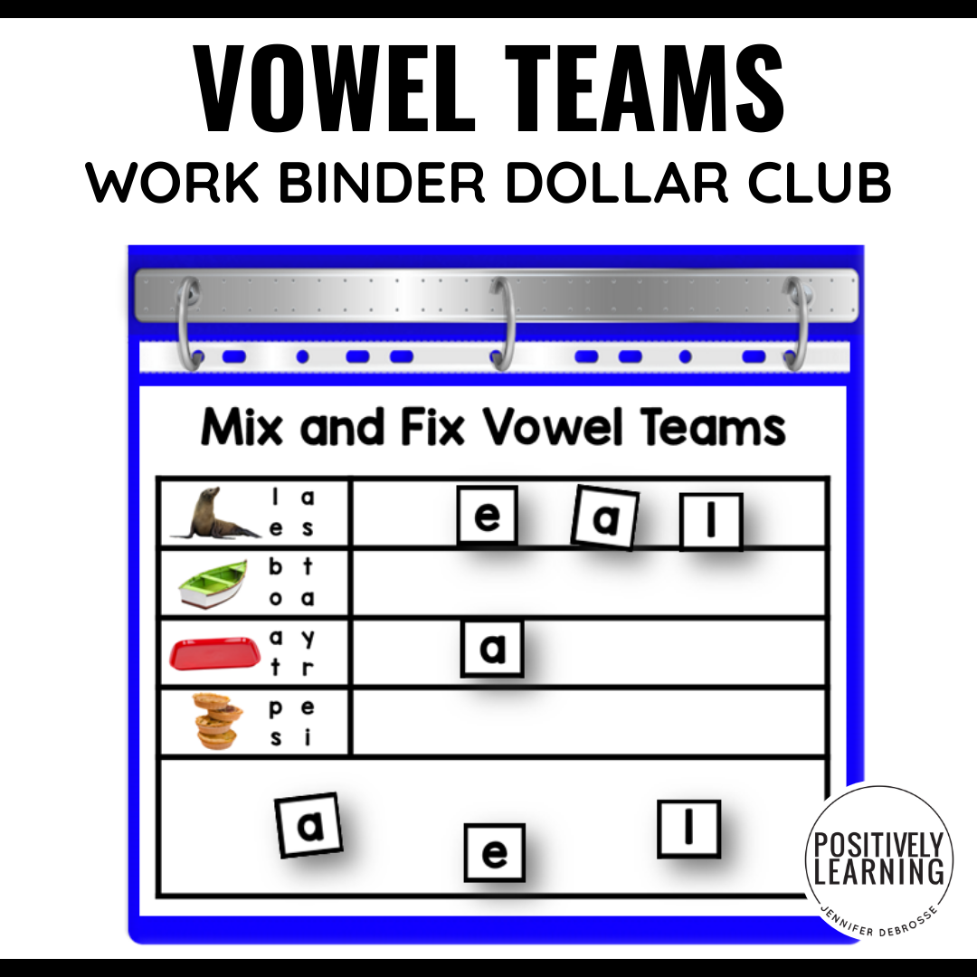 Vowel Teams Mix and Fix – Phonics Work Binder for Special Education