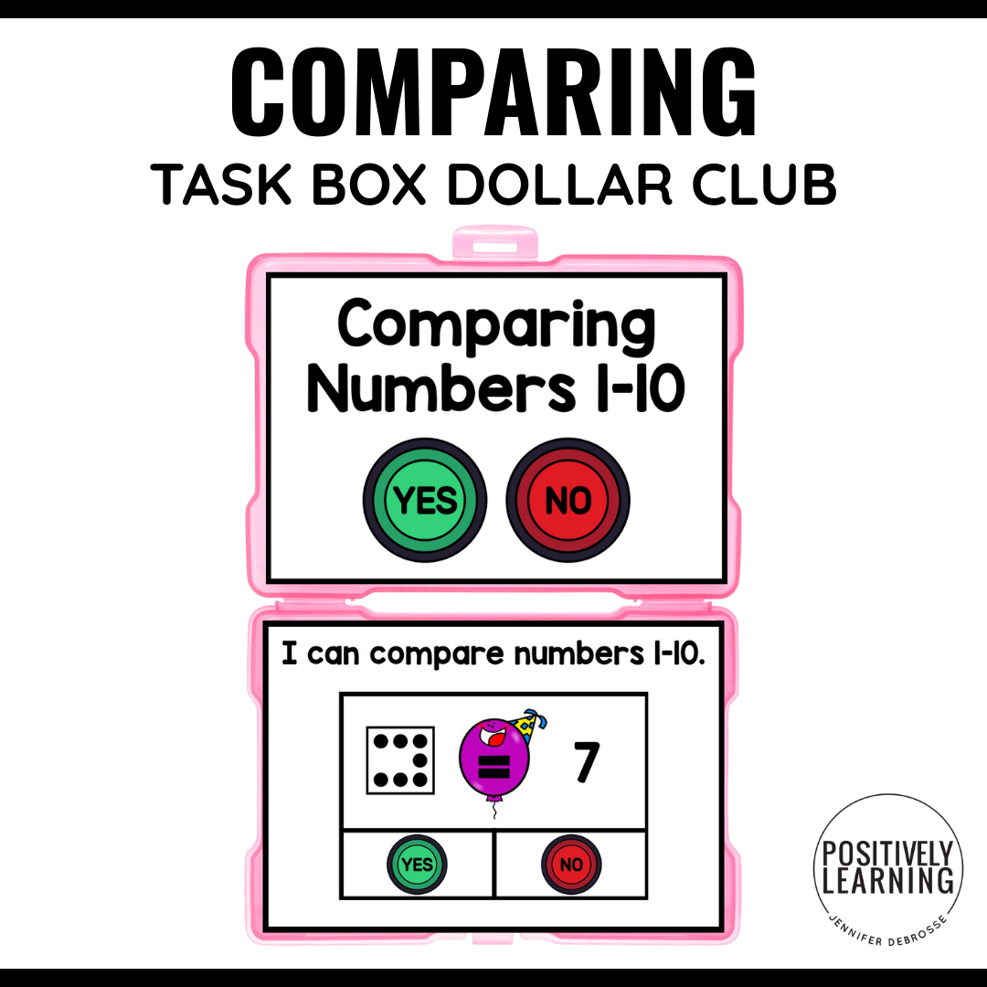 Comparing Numbers 1–10 Balloon Math Task Box