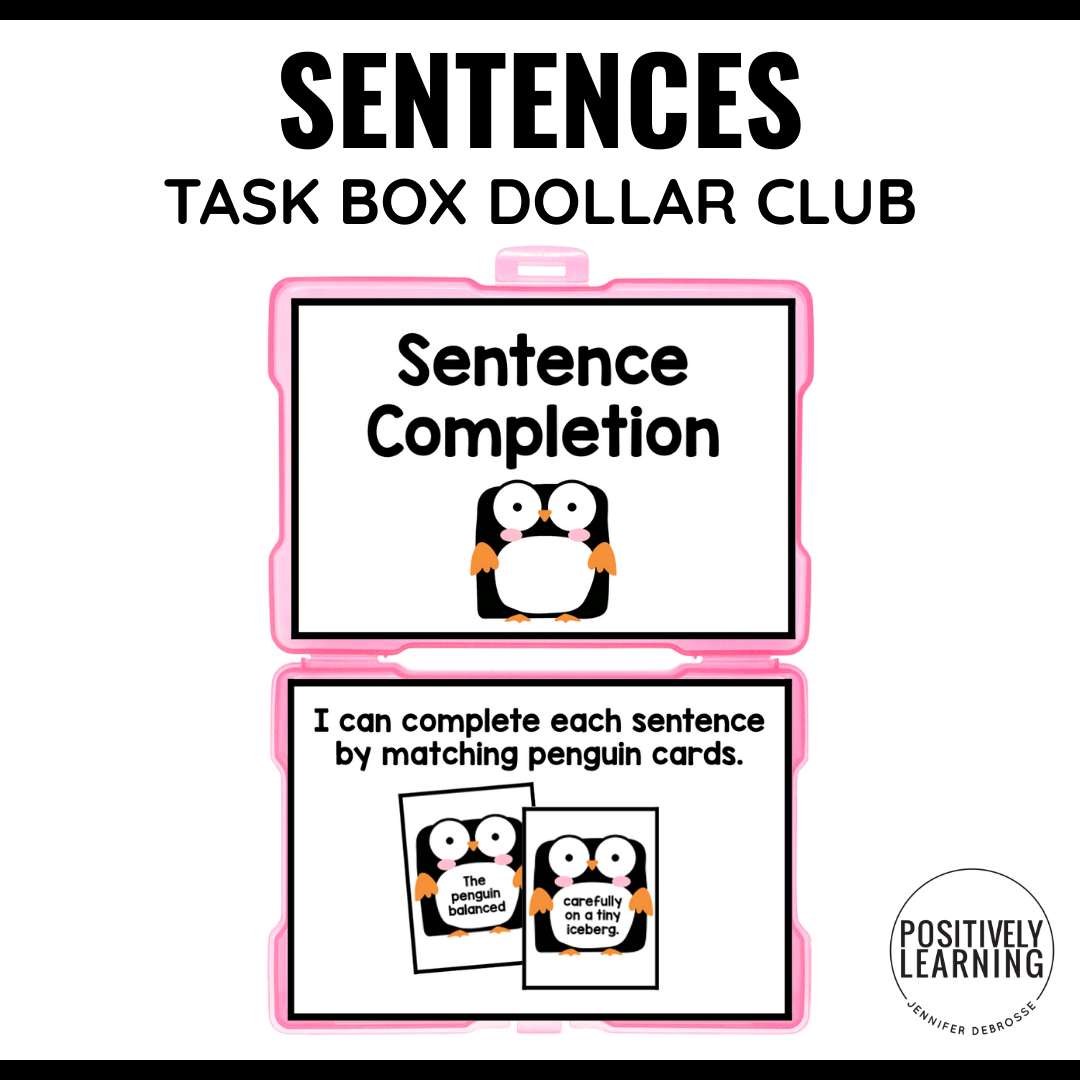 Penguin Sentence Completion – Literacy Task Box for 1st–2nd Grade