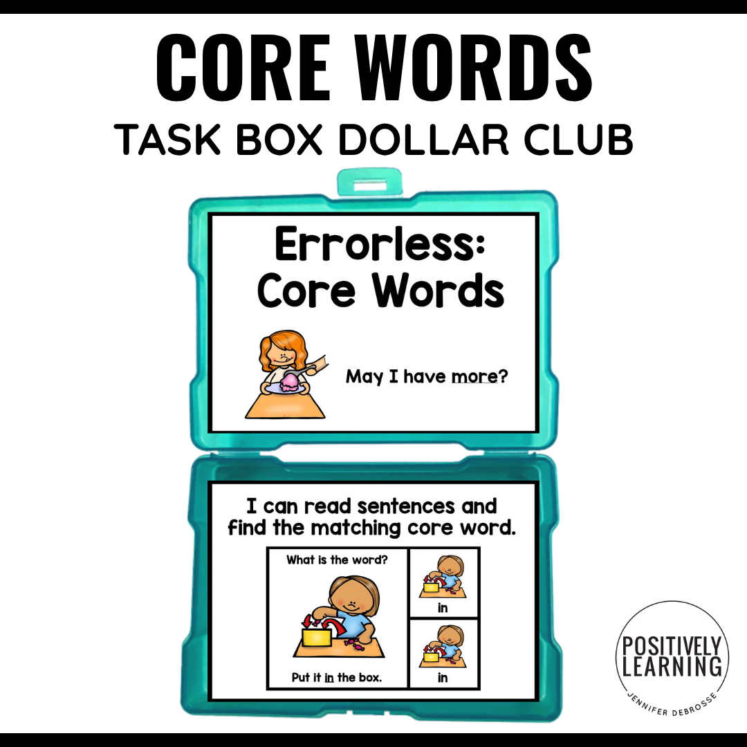 Core Vocabulary – Errorless Sight Word Task Box