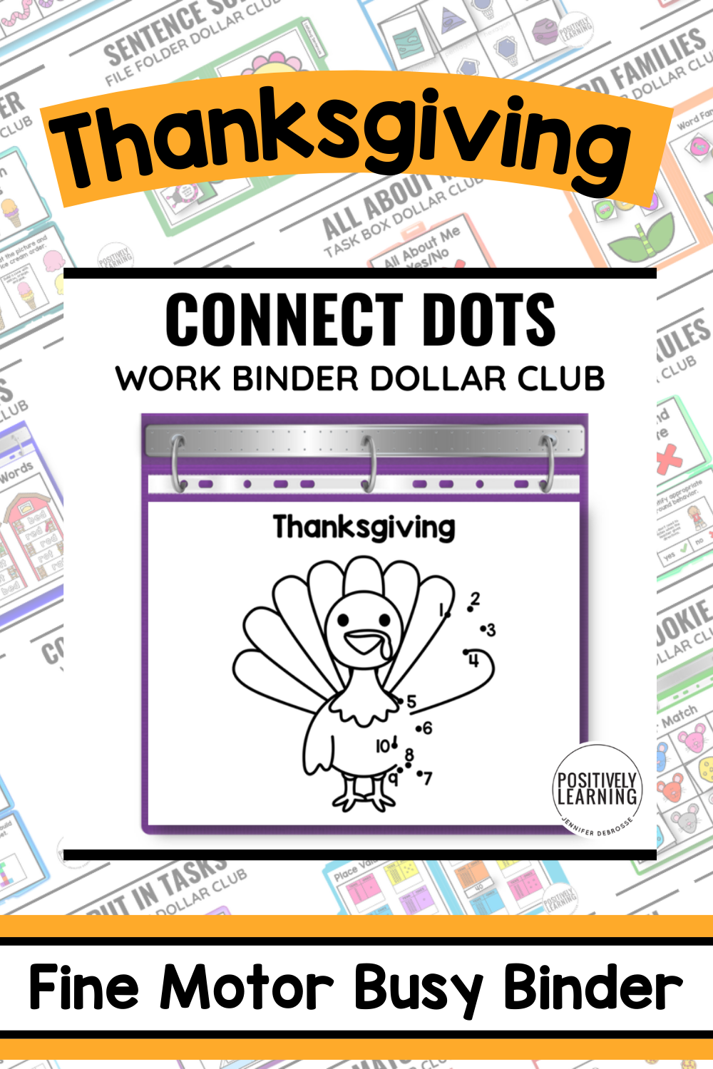 Thanksgiving Connect-the-Dots Busy Binder Pages | Fine Motor & Number ...