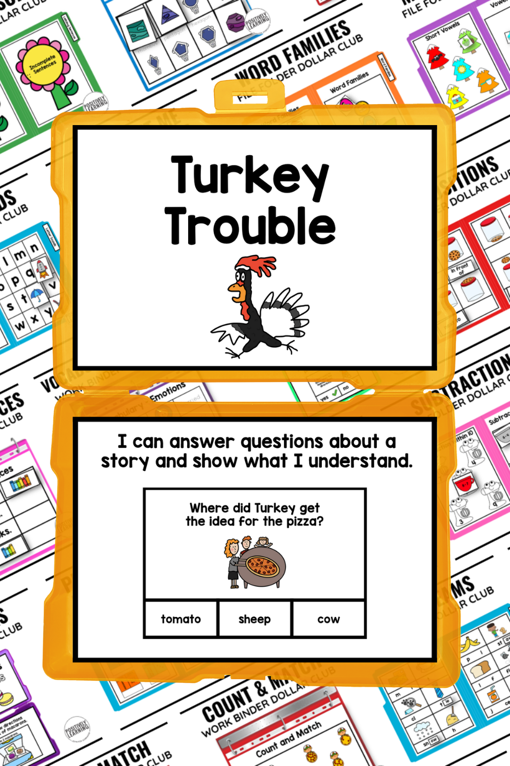 Turkey Trouble WH Questions – Comprehension Task Box for K–2