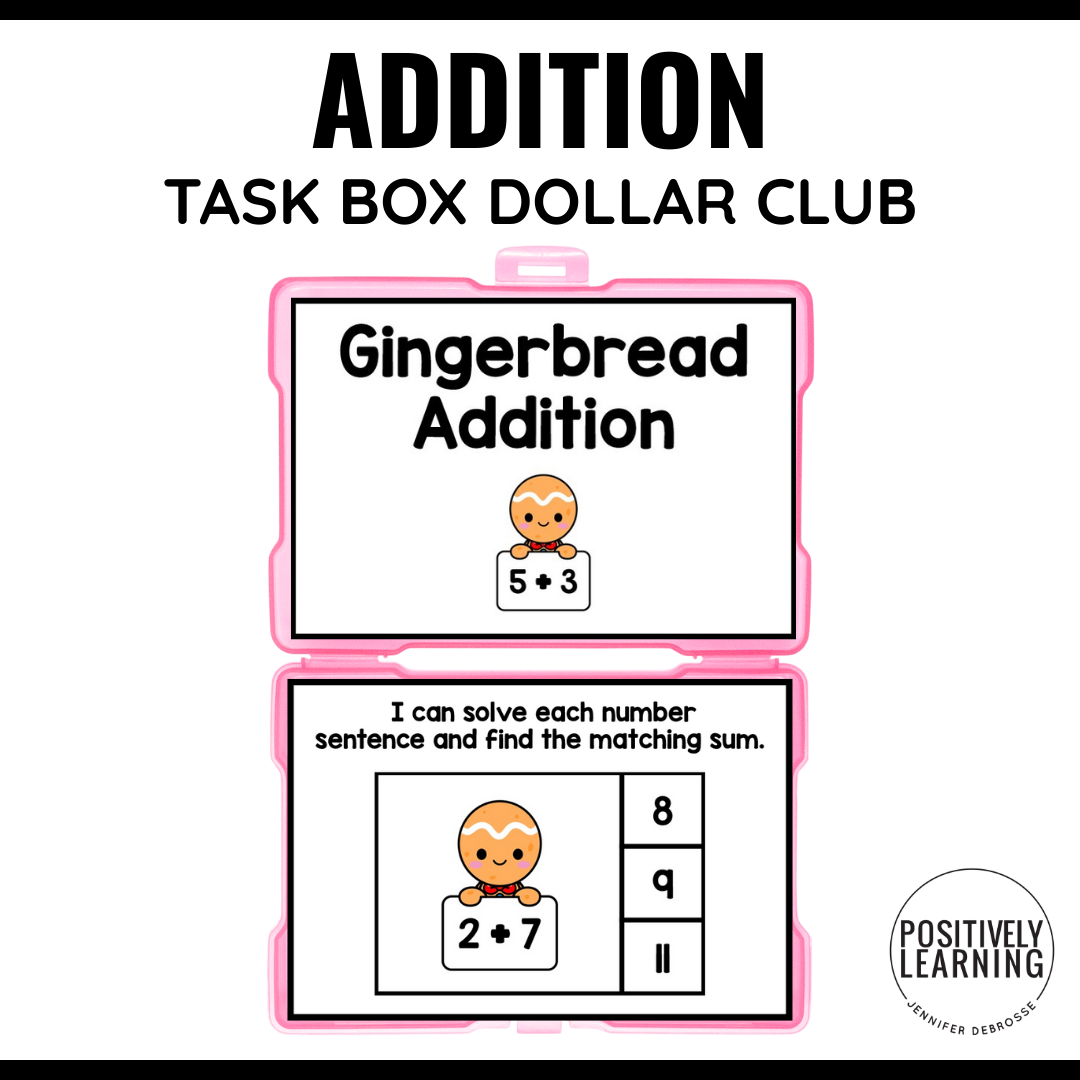 Gingerbread Addition Fact Fluency Task Box
