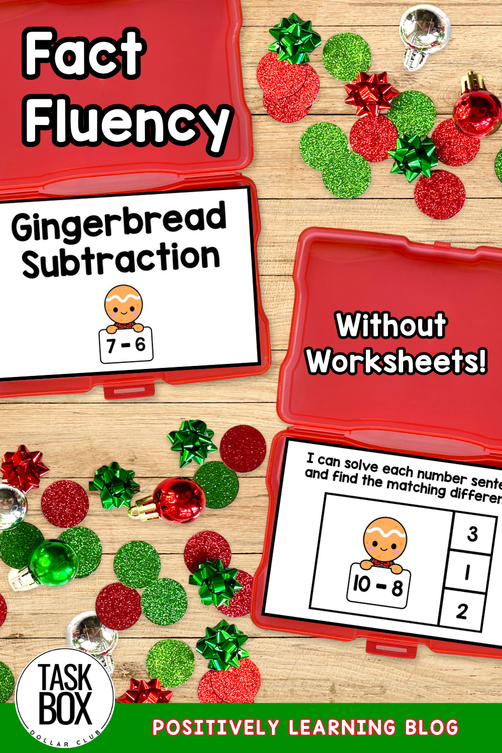 Gingerbread Subtraction Fact Fluency Task Box