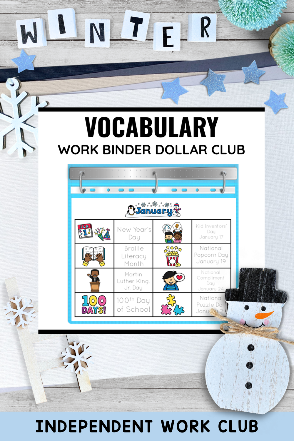 Independent Work Library Month of the Year Vocabulary