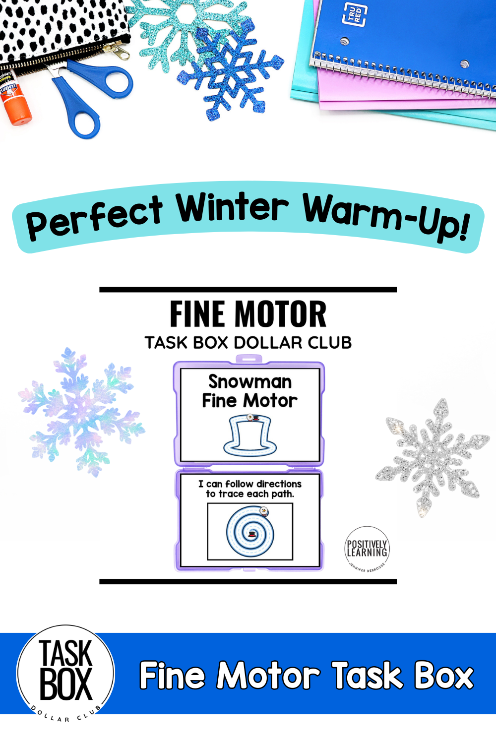 Snowman Prewriting Fine Motor Task Box