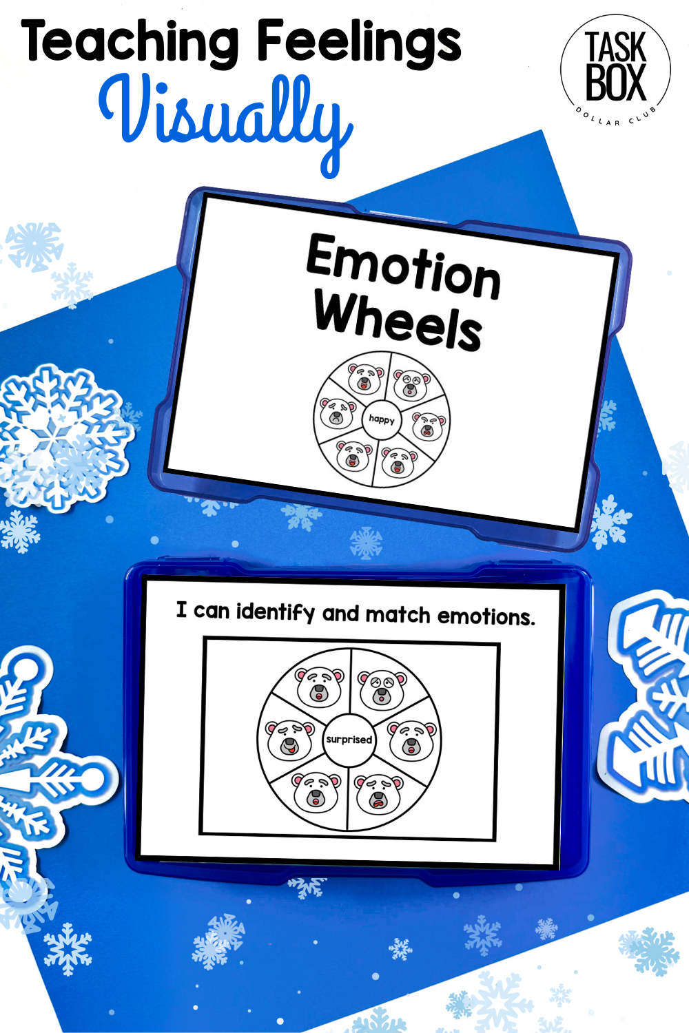 Emotions Wheel Task Box | Polar Bear Feelings Match for SEL