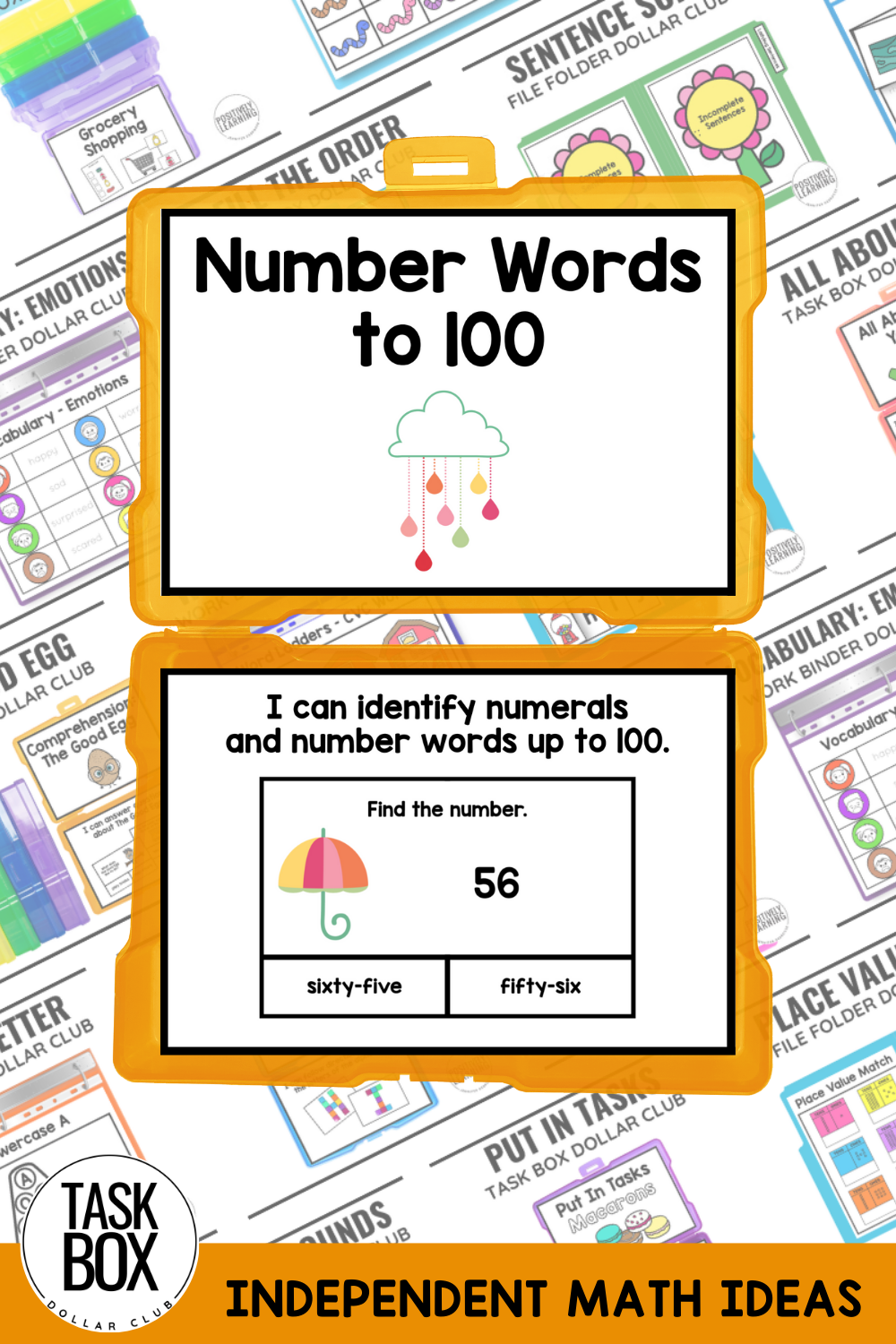 Independent Work Library: Number Words to 100 Task Box