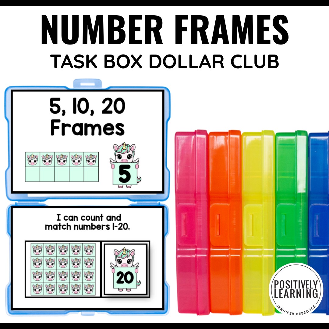 Count and Match 5 10 20 Frames Unicorn Task Cards
