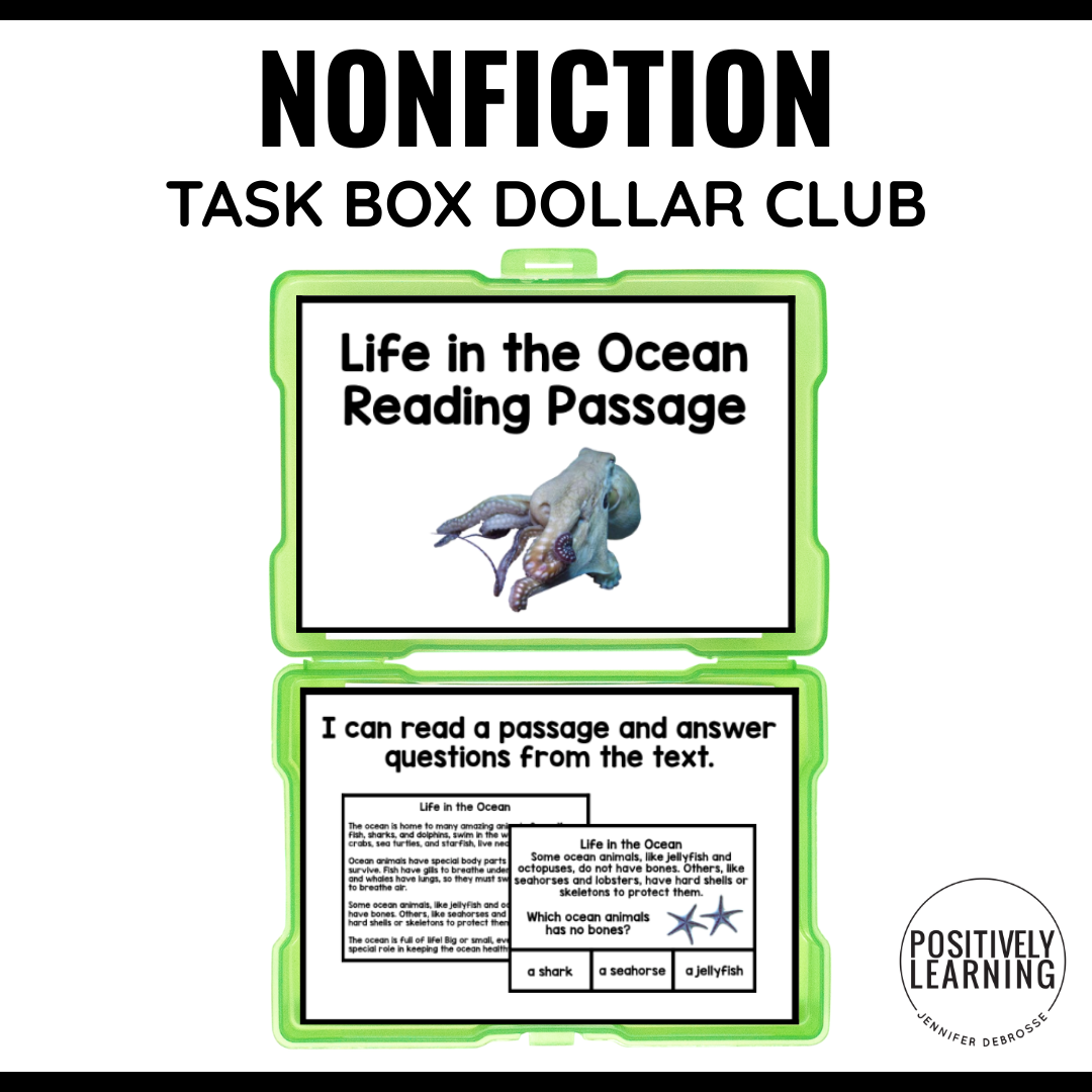 Life in the Ocean Reading Passage Task Cards