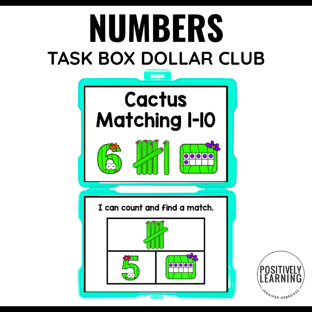 Cactus Numbers 1–10 Matching Task Box