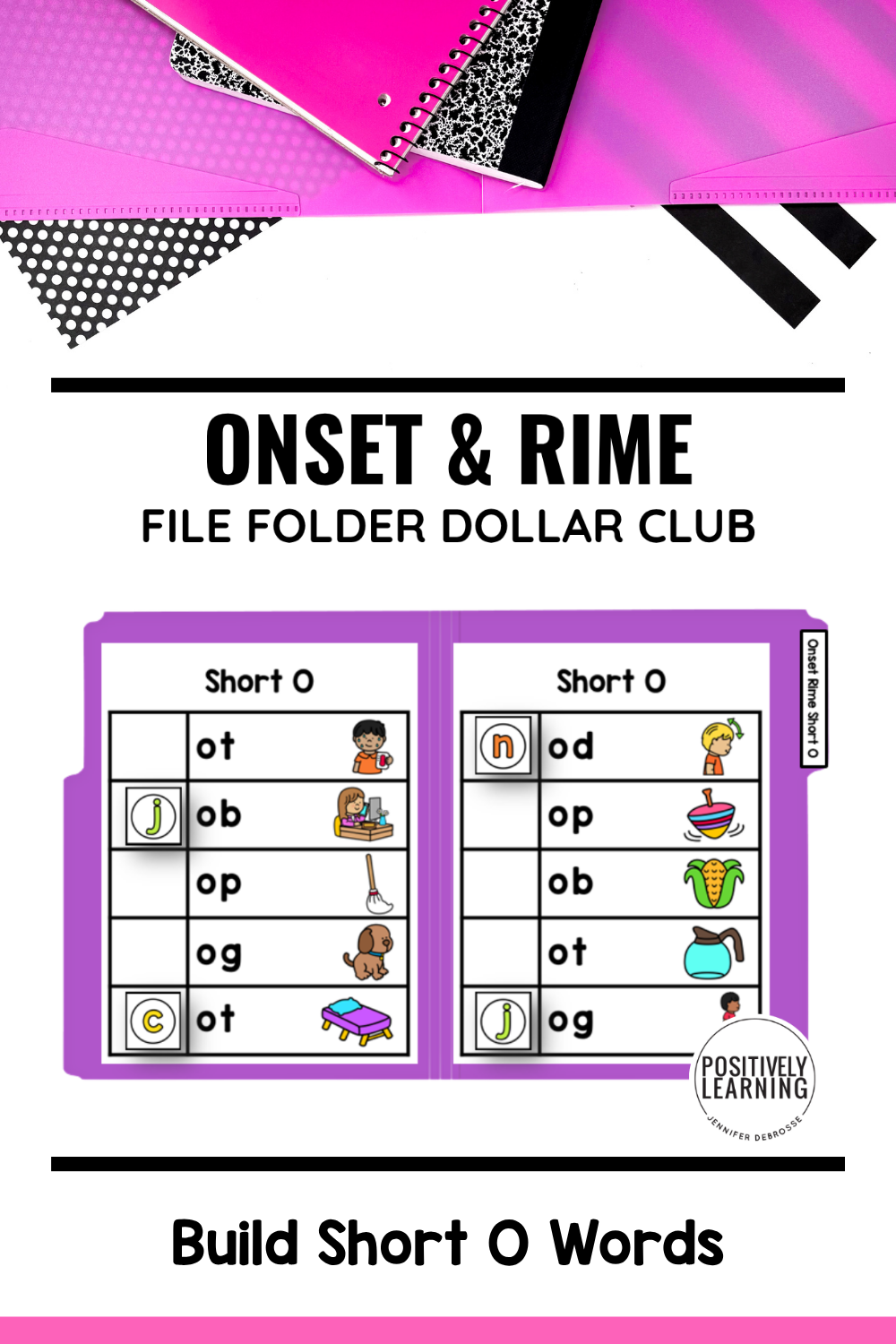 Short O CVC Onset and Rime File Folder